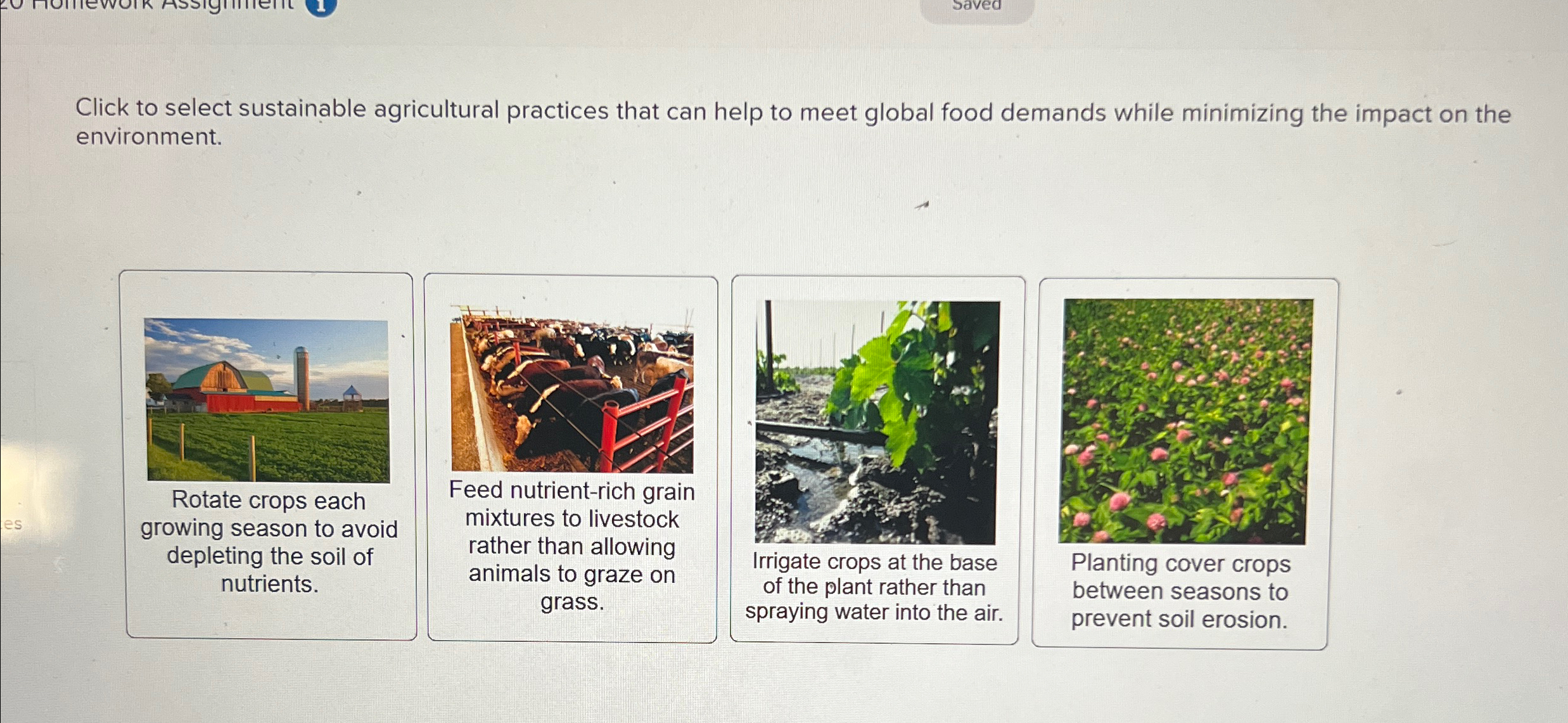 Solved Click to select sustainable agricultural practices | Chegg.com