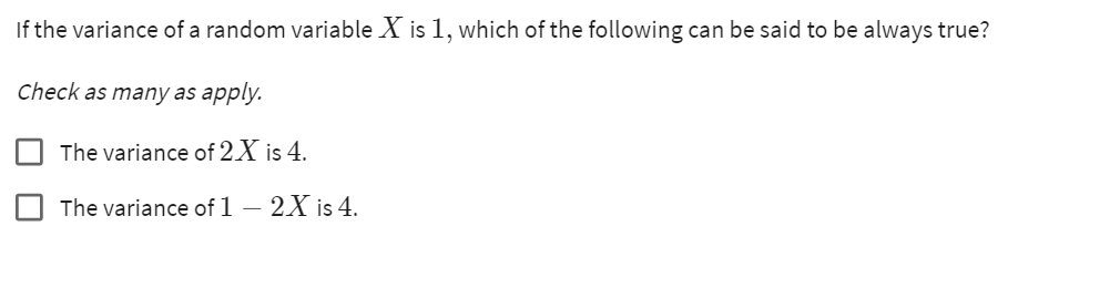 Solved If the variance of a random variable x ﻿is 1 , ﻿which | Chegg.com