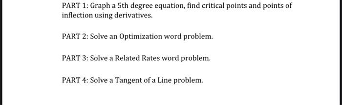 Solved PART 1: Graph a 5th degree equation, find critical | Chegg.com