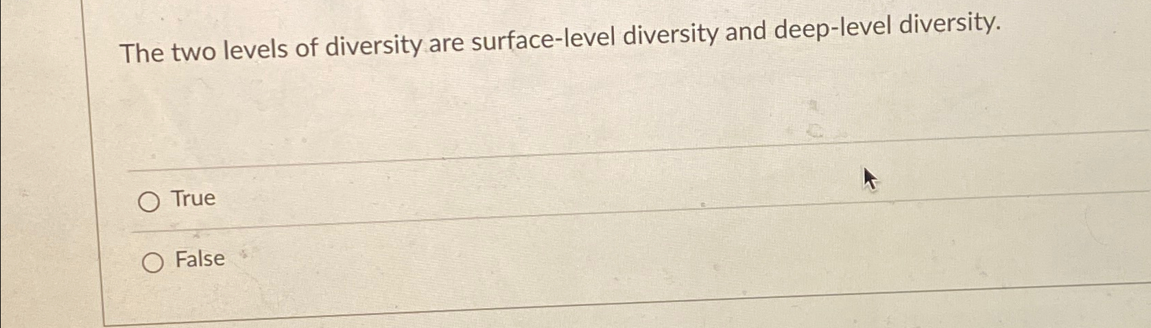 Solved The two levels of diversity are surface-level | Chegg.com