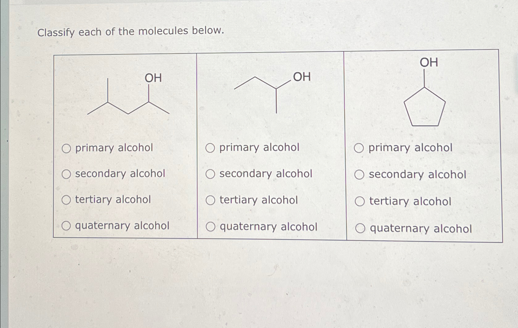 Solved Classify each of the molecules | Chegg.com