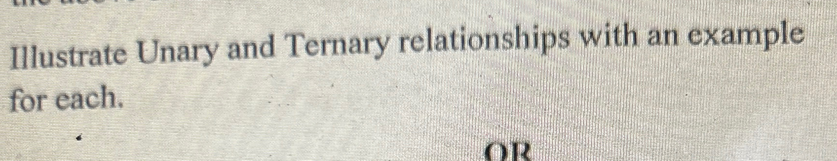 Solved Illustrate Unary and Ternary relationships with an | Chegg.com