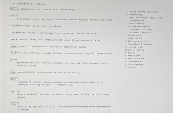 Solved Match the teem to its correct definition rrohbit | Chegg.com