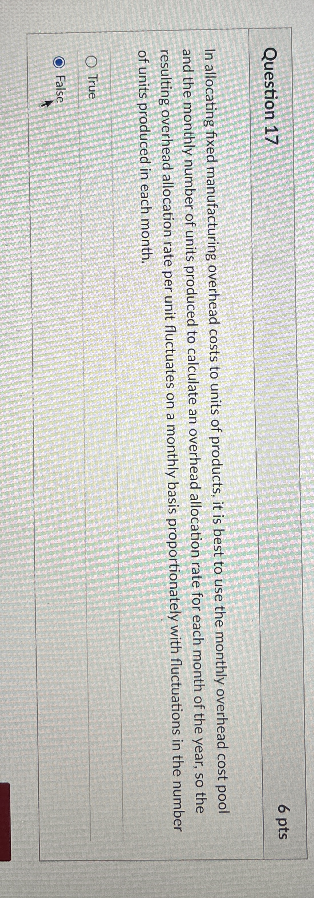 Solved Question 176 ﻿ptsIn allocating fixed manufacturing | Chegg.com