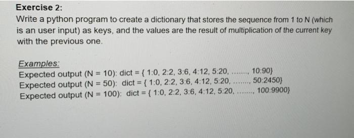 Solved Exercise 2: Write a python program to create a | Chegg.com