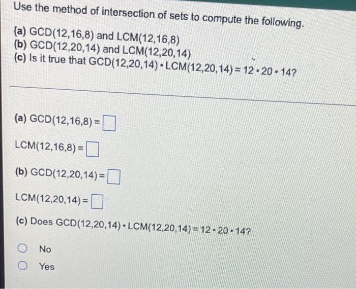Solved Use the method of intersection of sets to compute the | Chegg.com