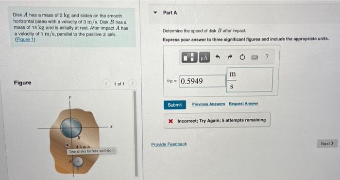 Solved Disk A has a mass of 2 kg and slides on the smooth | Chegg.com