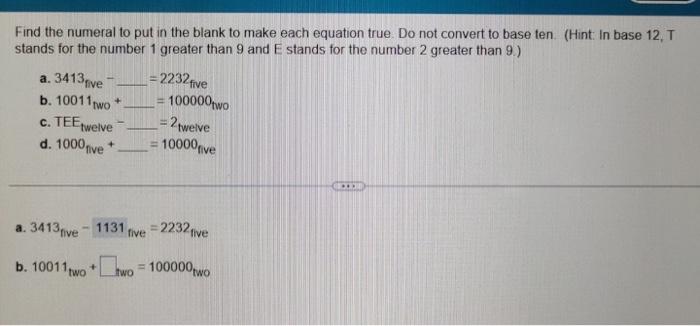 Solved Find the numeral to put in the blank to make each | Chegg.com