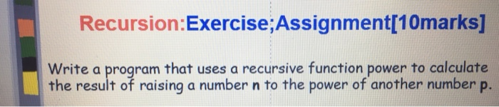 Solved Recursionexerciseassignment 10marks Write A