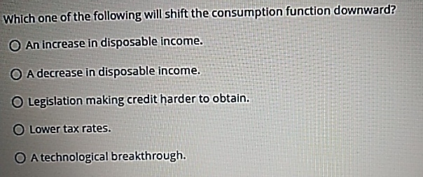 Solved Which one of the following will shift the consumption | Chegg.com