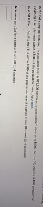 Solved In the Eal sampling problem, the population mean is | Chegg.com