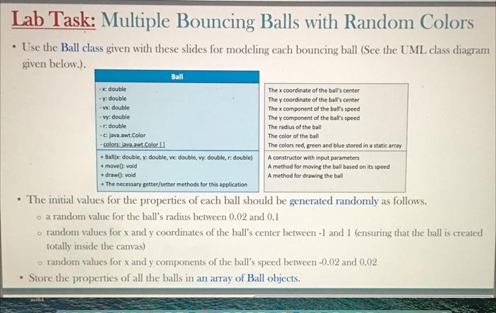 Solved Lab Task: Multiple Bouncing Balls with Random Colors | Chegg.com