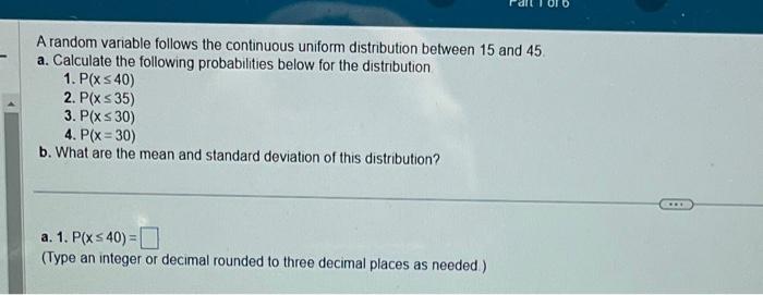 Solved A random variable follows the continuous uniform | Chegg.com