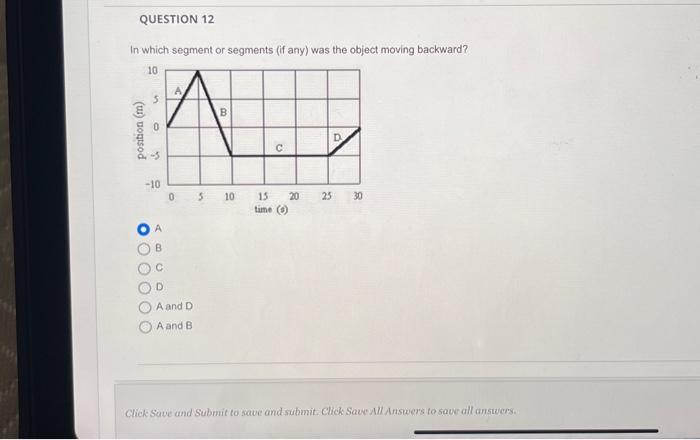 Solved The object had a displacement of meters in segment A, | Chegg.com