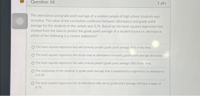 Solved The attendance and grade point average of a random | Chegg.com