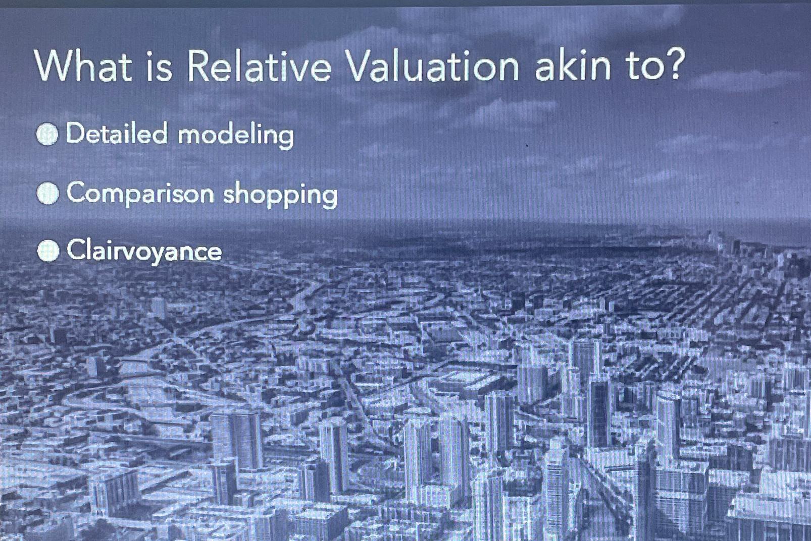 Solved What is Relative Valuation akin to?Detailed | Chegg.com