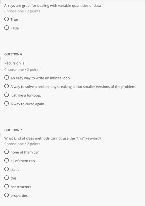 Solved Arrays are great for dealing with variable quantities | Chegg.com