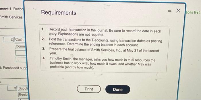 During the first month of operations, Smith Services, | Chegg.com