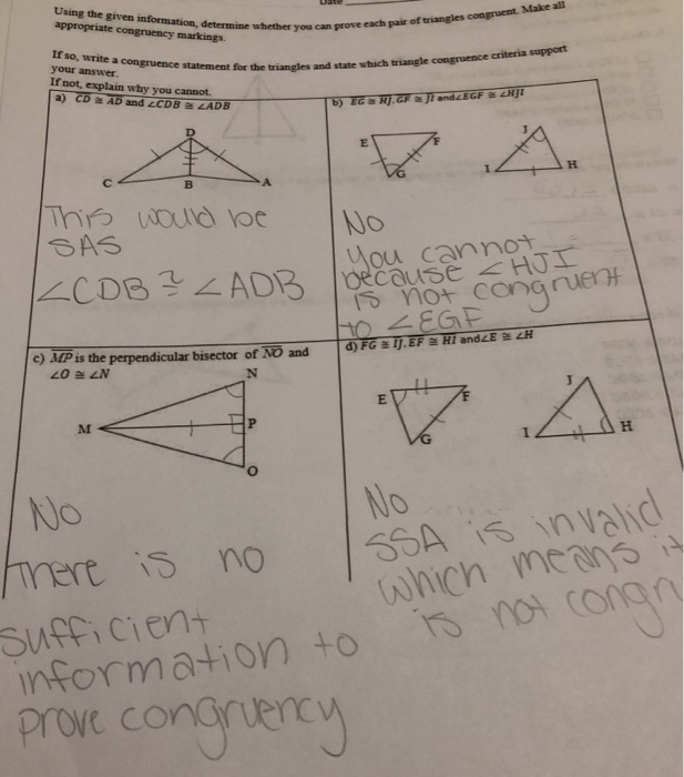 Solved Using the given information, determine whether | Chegg.com