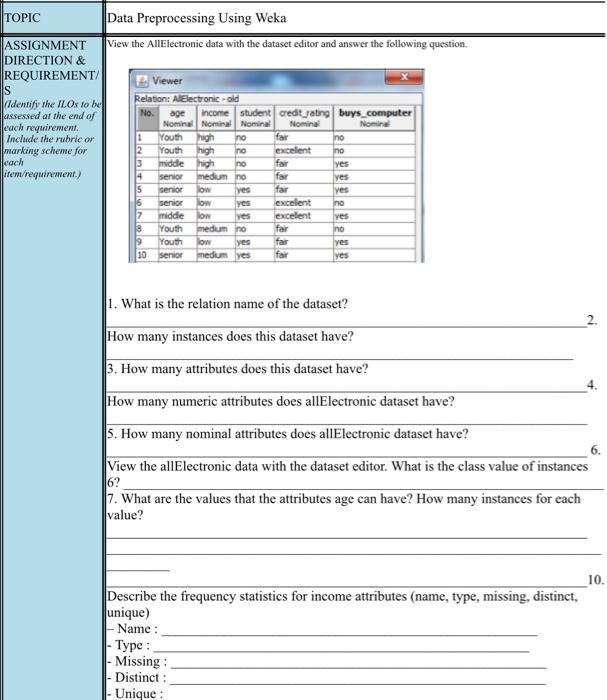 Solved TOPIC Data Preprocessing Using Weka ASSIGNMENT View | Chegg.com Solved TOPIC Data Preprocessing Using Weka ASSIGNMENT View | Chegg.com