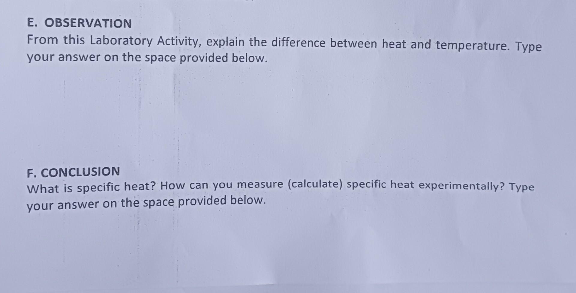 Solved E. OBSERVATION From this Laboratory Activity, explain | Chegg.com