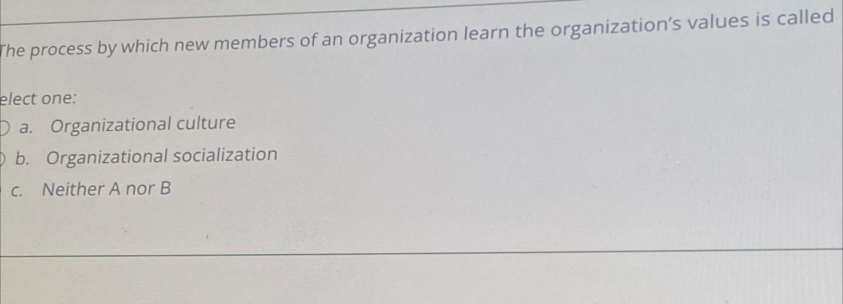 Solved The process by which new members of an organization | Chegg.com