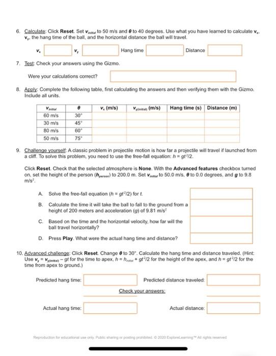 Solved View 30* 45 60 6. Calculate: Click Reset. Set in to | Chegg.com