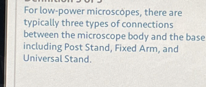 Solved For low-power microscopes, there aretypically three | Chegg.com