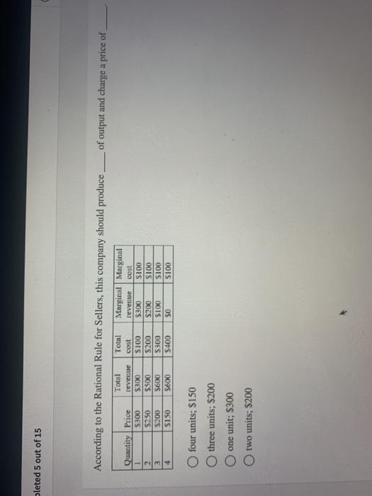 Solved leted 5 out of 15 According to the Rational Rule for | Chegg.com
