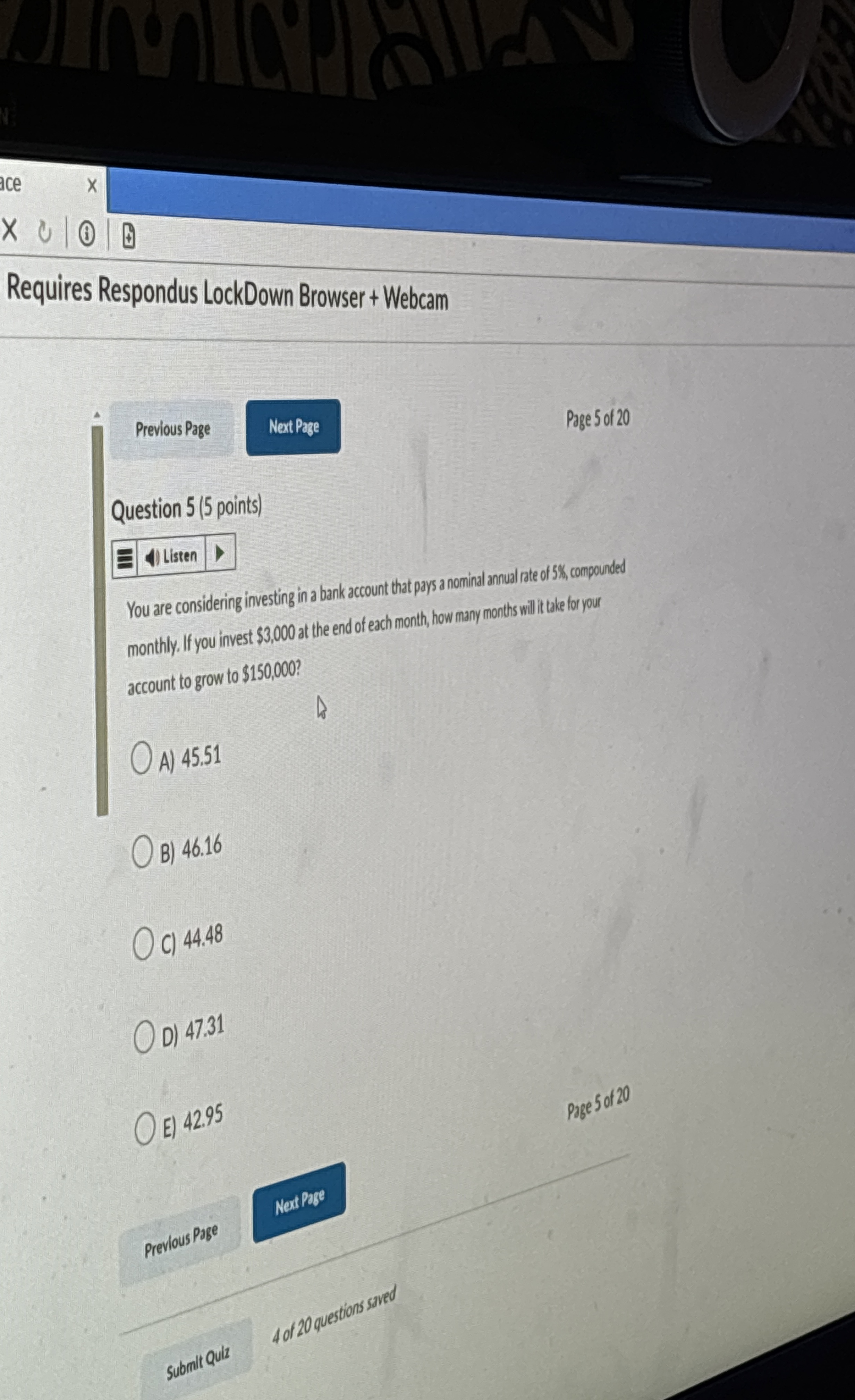 Solved Question 5 (5 ﻿points)You are considering investing | Chegg.com