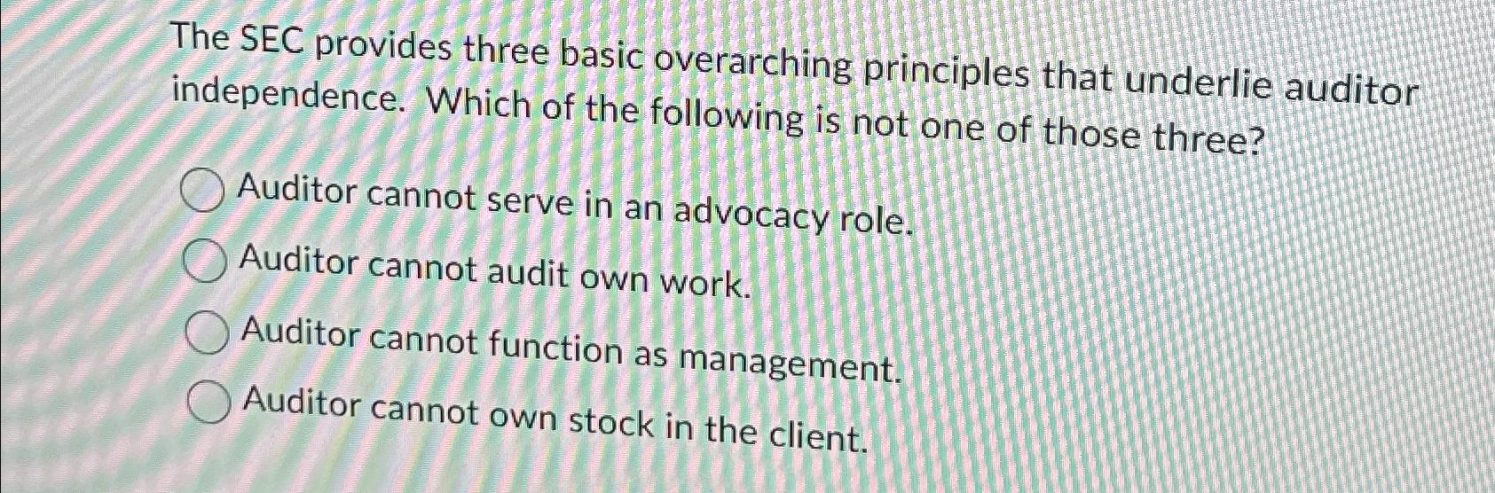 Solved The SEC provides three basic overarching principles | Chegg.com