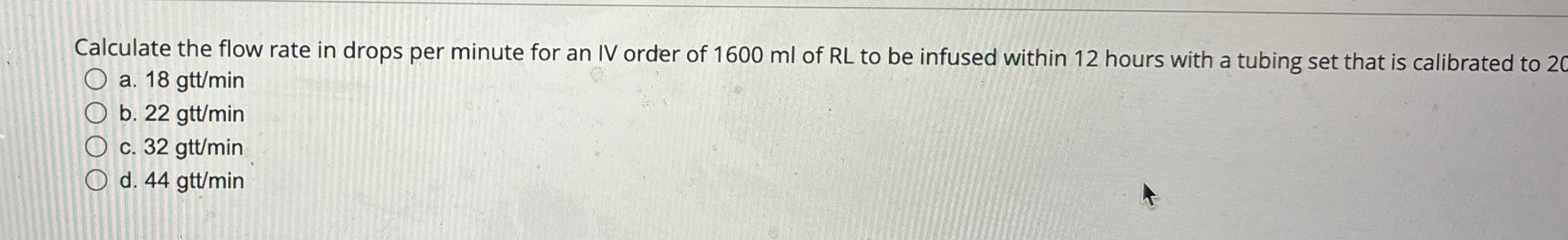 Solved Calculate the flow rate in drops per minute for an IV | Chegg.com