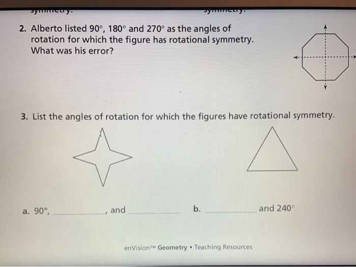 Solved сушету. Wc 2. Alberto listed 90°, 180° and 270° as | Chegg.com