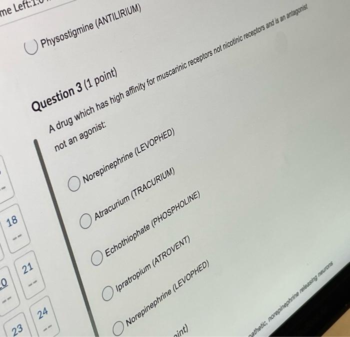 Solved me Left Physostigmine (ANTILIRIUM) Question 3 (1 | Chegg.com