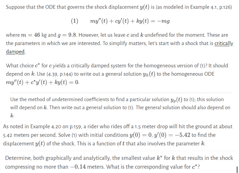 Solved Suppose that the ODE that governs the shock | Chegg.com