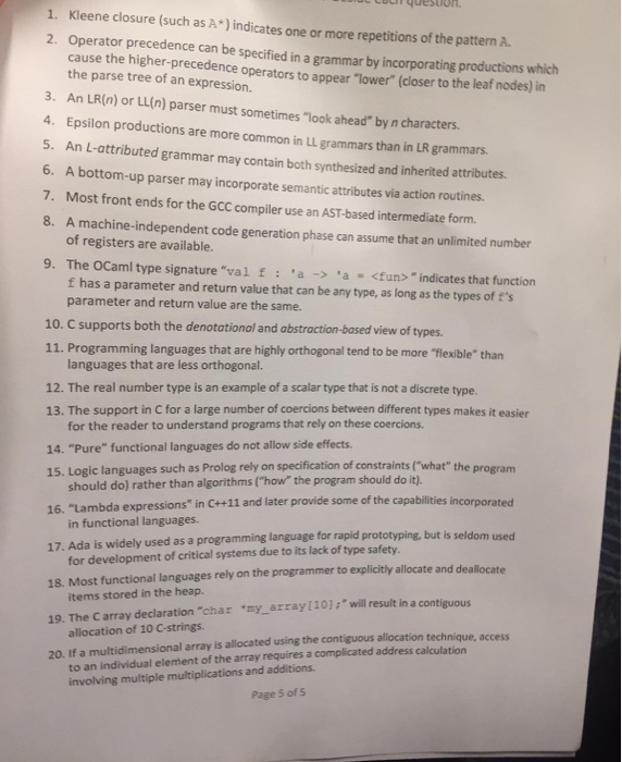Solved Kleene closure (such as A*) indicates one or more | Chegg.com
