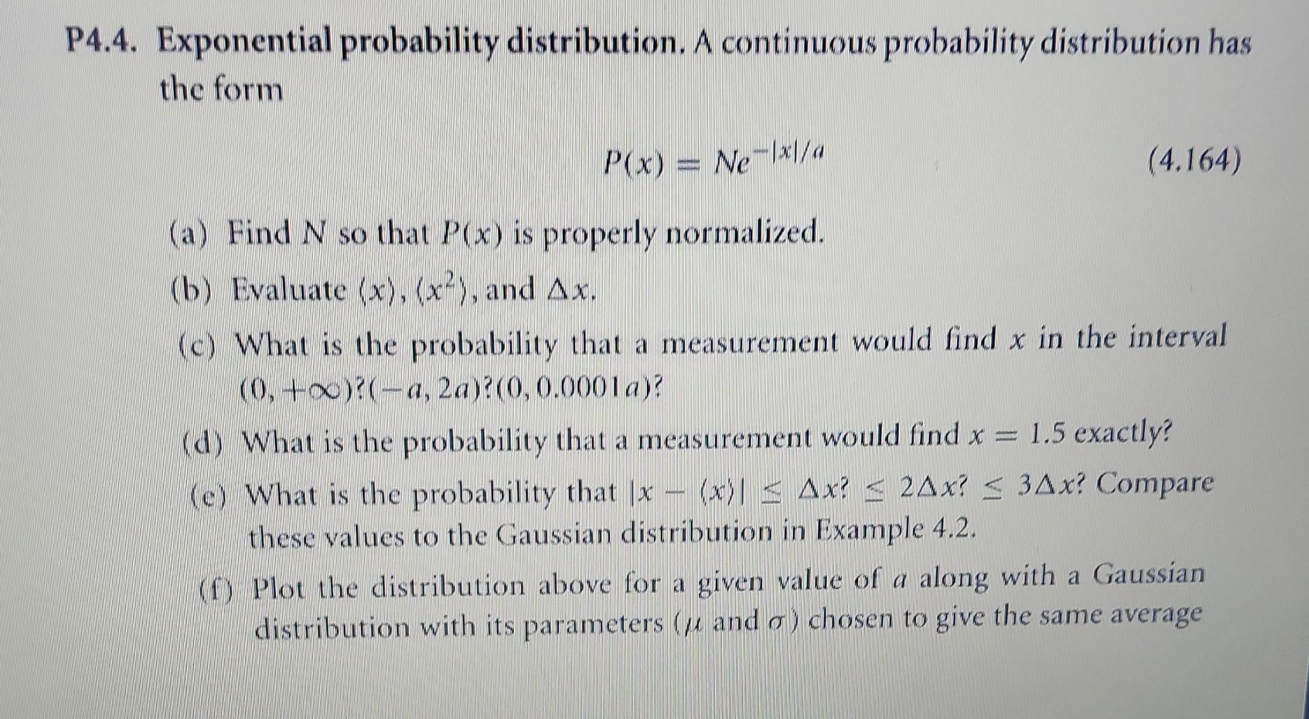 Solved P4.4. Exponential probability distribution. A | Chegg.com