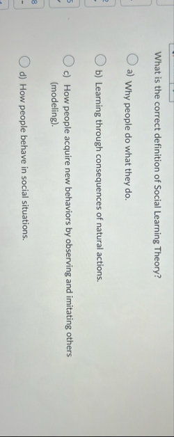 Solved What is the correct definition of Social Learning | Chegg.com