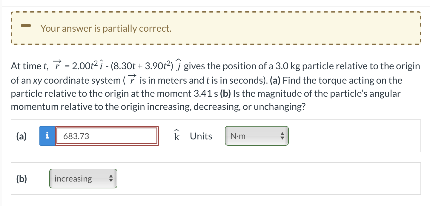 Solved At time t,vec(r)=2.00t2hat(i)-(8.30t+3.90t2)hat(j) | Chegg.com