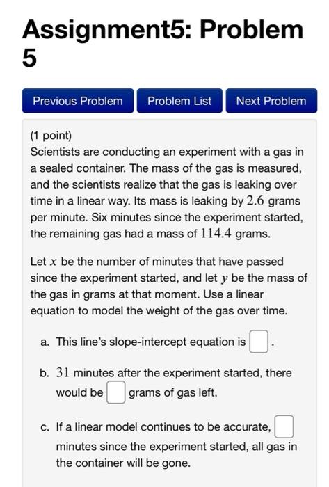 Solved Assignment5 Problem 5 Previous Problem Problem List 0785