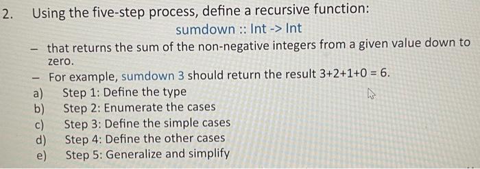 Solved 2. Using the five-step process, define a recursive | Chegg.com