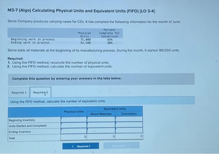 Solved M3-7 (Algo) Calculating Physical Units and Equivalent | Chegg.com