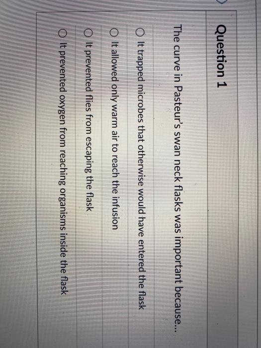 Solved Question 1 The curve in Pasteur's swan neck flasks | Chegg.com
