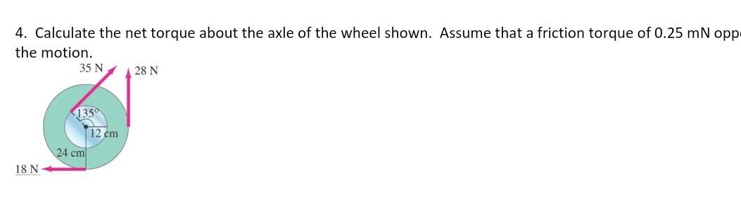 Solved 4. Calculate the net torque about the axle of the | Chegg.com