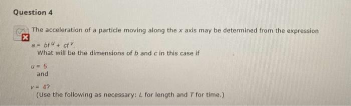 Solved The acceleration of a particle moving along the x | Chegg.com