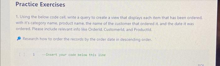 Solved Practice Exercises 1. Using the below code cell, | Chegg.com