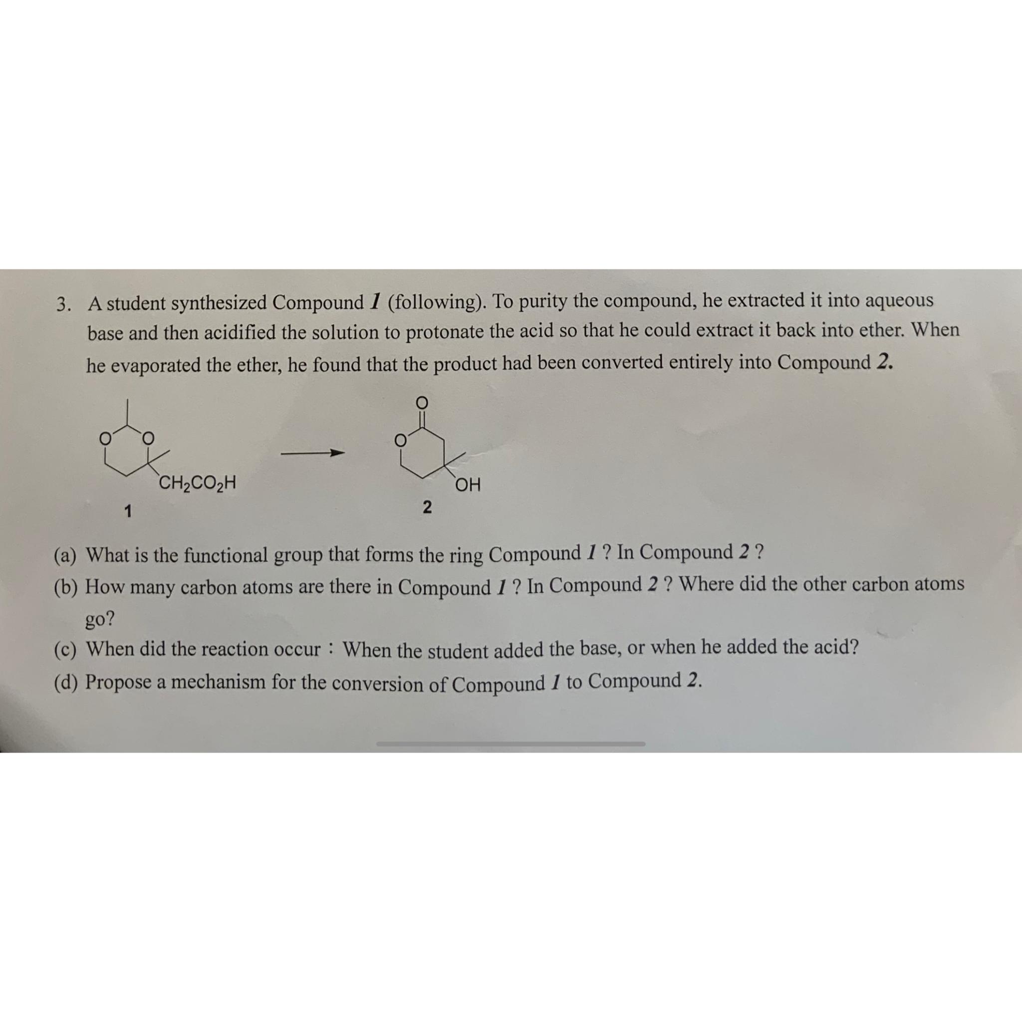 Solved A student synthesized Compound l (following). ﻿To | Chegg.com