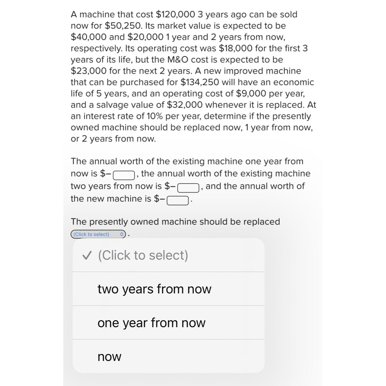 Solved A machine that cost $120,0003 ﻿years ago can be sold | Chegg.com