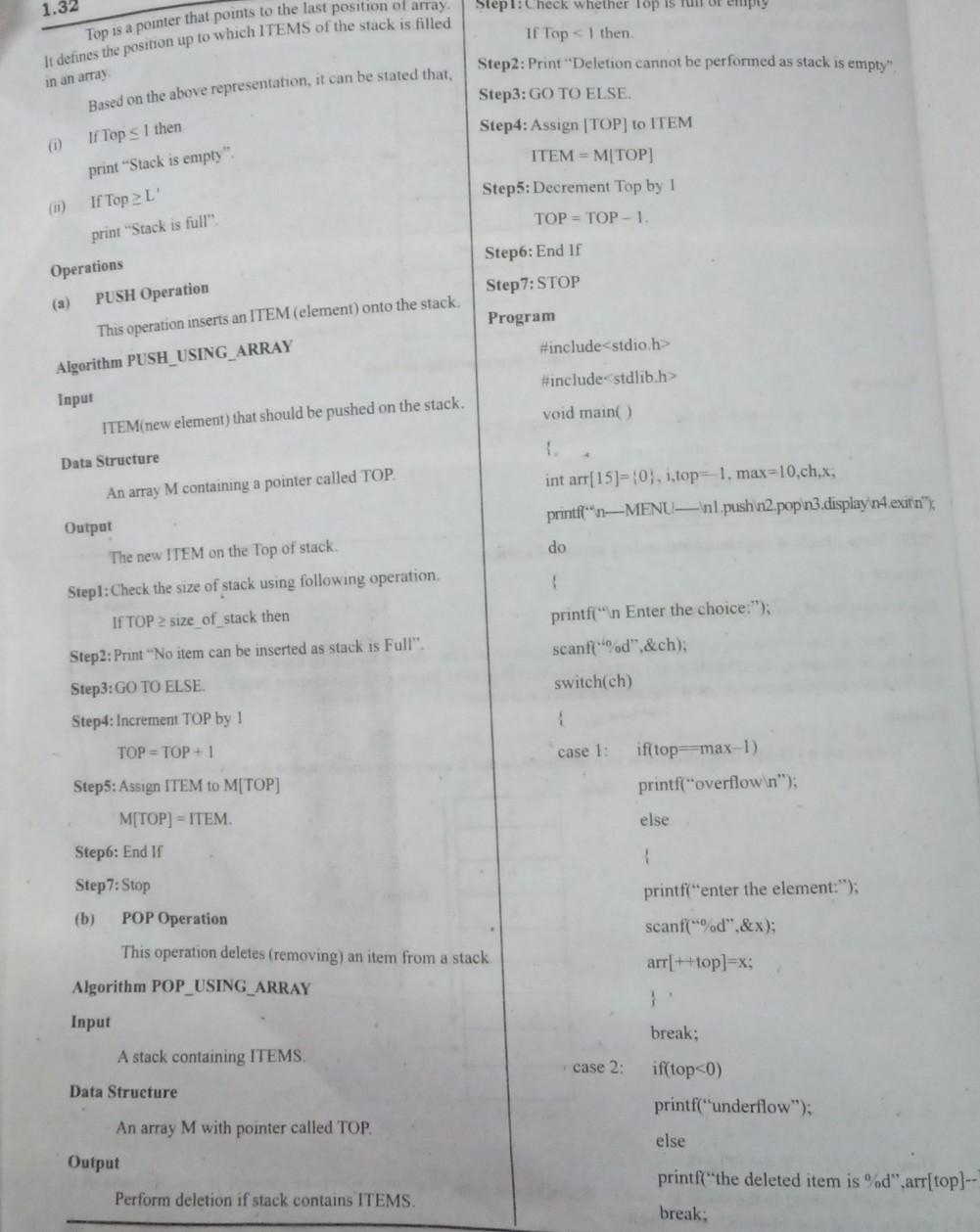 Solved Representation of Stack Using Array In array | Chegg.com