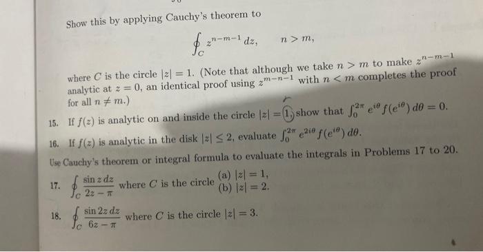 Solved Show this by applying Cauchy's theorem to | Chegg.com